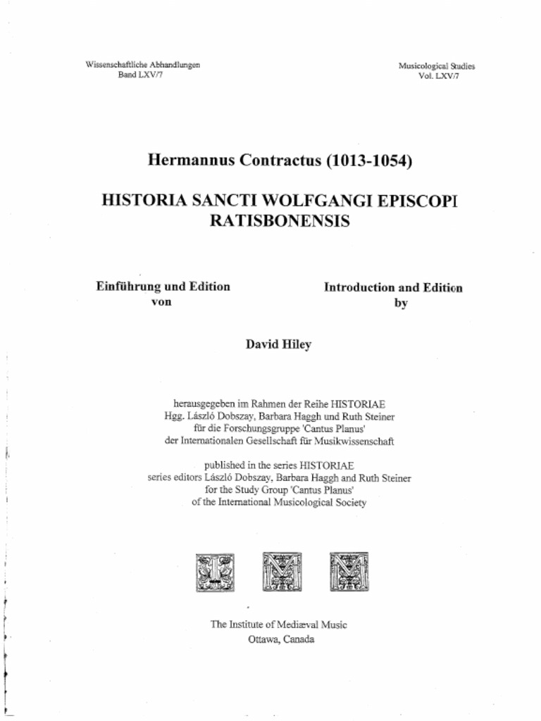 Hermannus Contractus - Historia Sancti Wolfangi | PDF