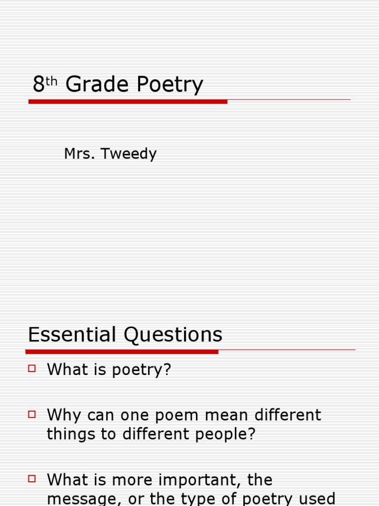 8th Grade Poetry | PDF | Poetry | Rhyme