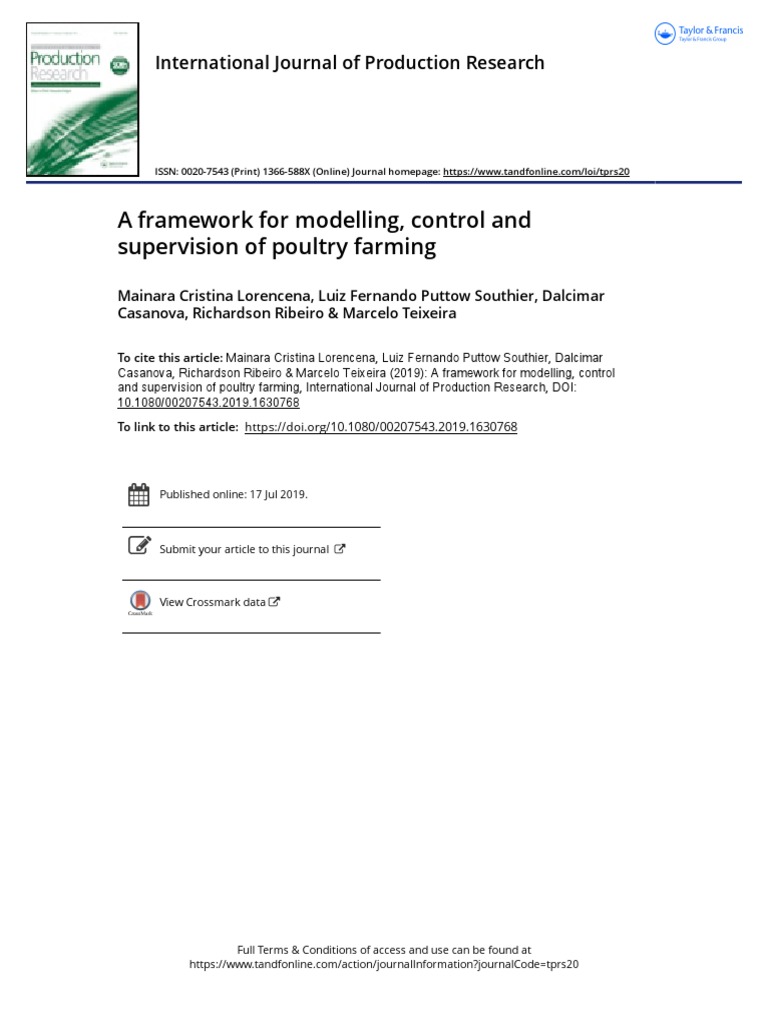 A Framework For Modelling, Control and Supervision of Poultry Farming ...