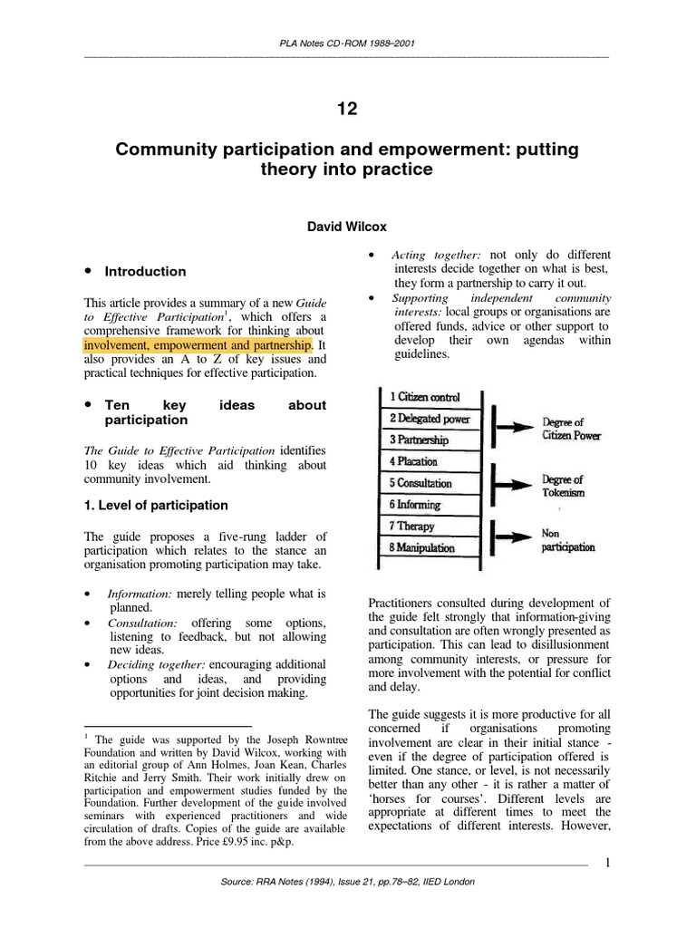0 Level of Participation | PDF | Community | Empowerment