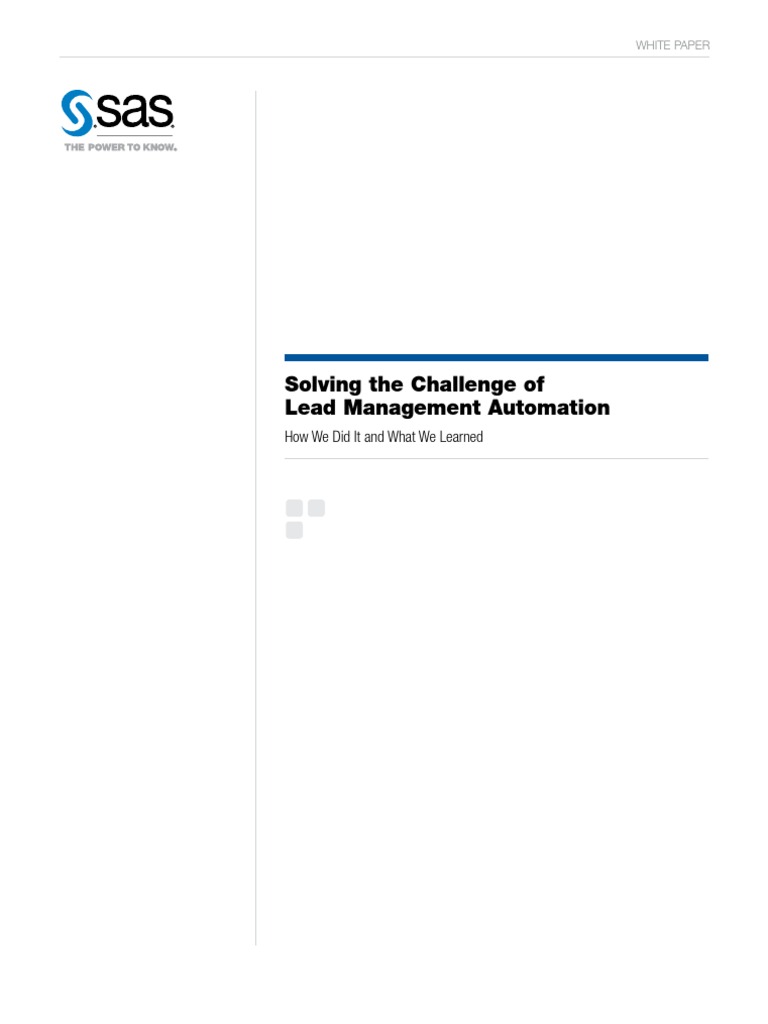 Solving The Challenge of Lead Management Automation | PDF | Analytics ...