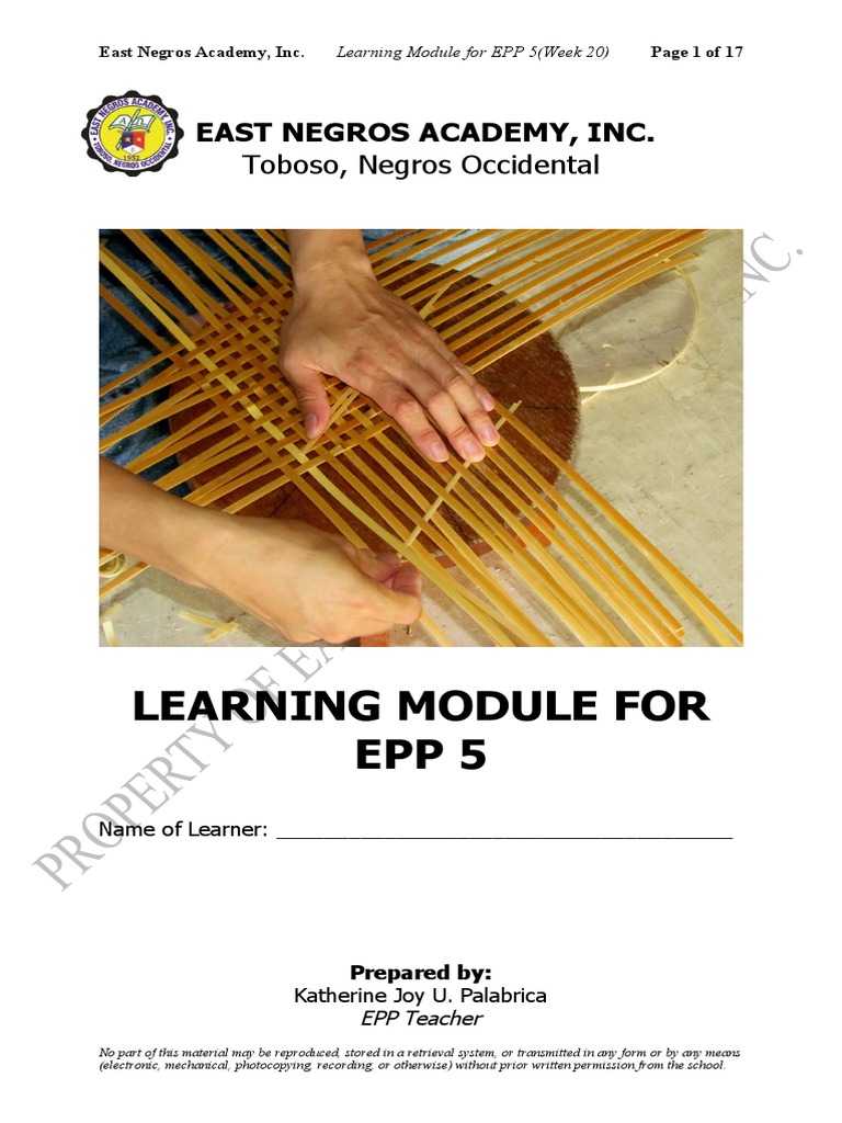 Learning Module For Epp 5: East Negros Academy, Inc | PDF | Nature