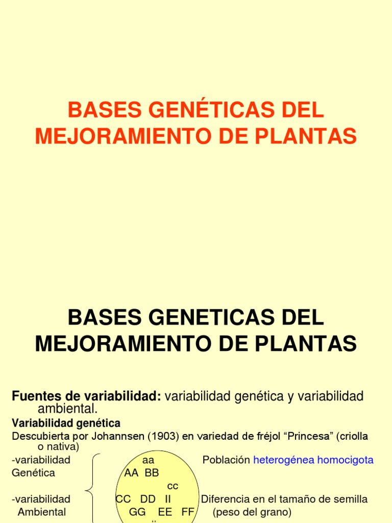 Mejoramiento Genético de Plantas | PDF | Epistasis | Mutación