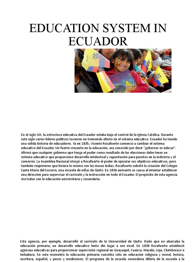 Education System in Ecuador | PDF | Ecuador | Educación primaria