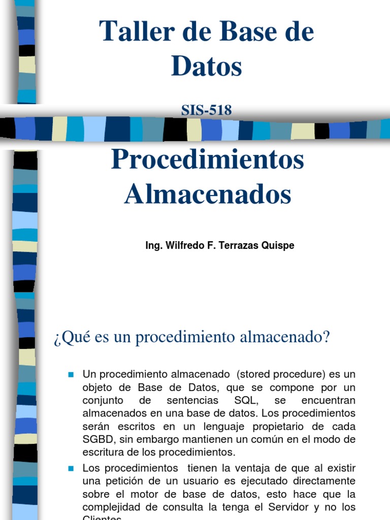 4.procedimientos Almacenados | PDF | Mi sql | Bases de datos
