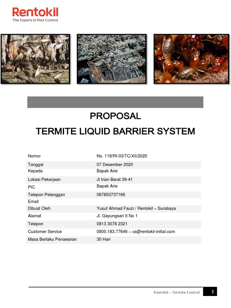 Proposal Sistem Pengendalian Rayap Rentokil | PDF | Griya & Taman ...