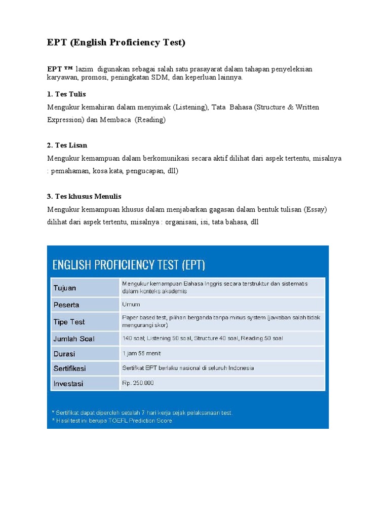 EPT (English Proficiency Test) : EPT ™ Lazim Digunakan Sebagai Salah ...