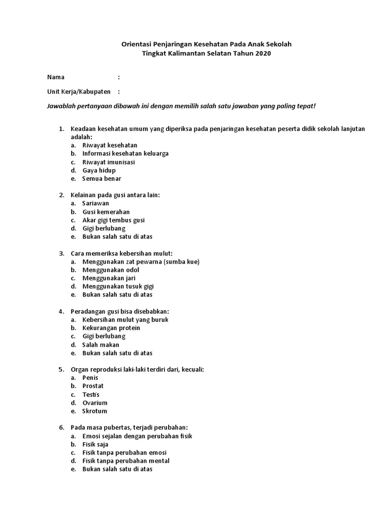 Soal Pretest Postest - Utk Peserta | PDF