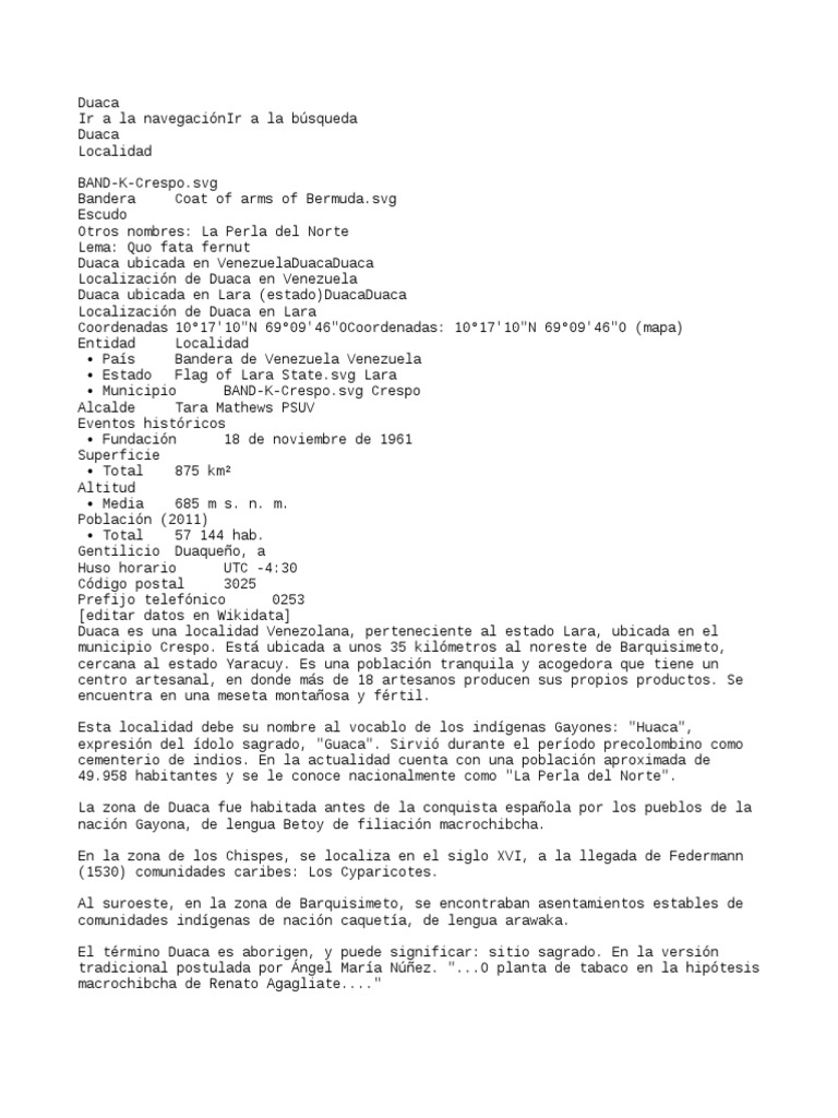 Duaca | PDF | Wikipedia | Venezuela