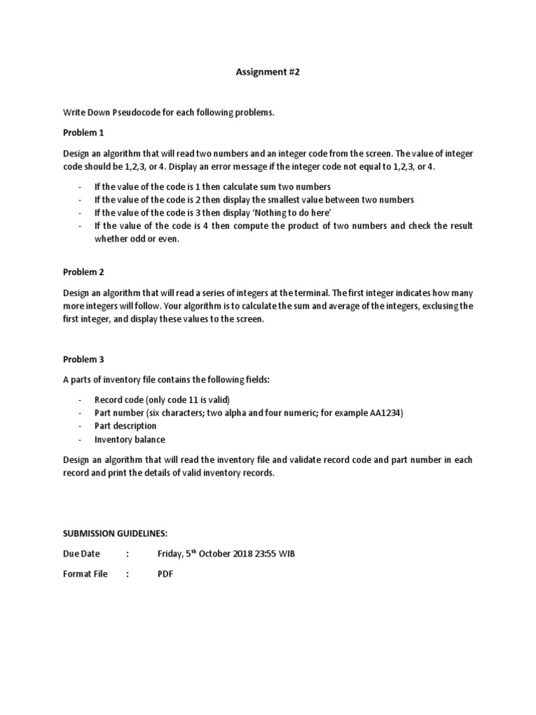 Problem 1 Assignment 2 Pdf