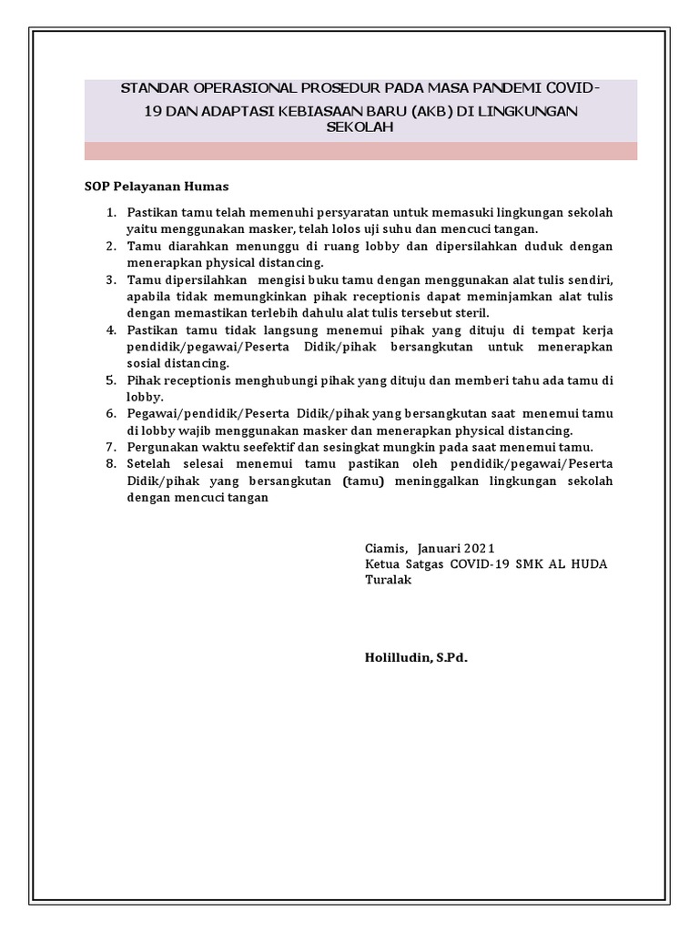 Sop Pelayanan Humas | PDF