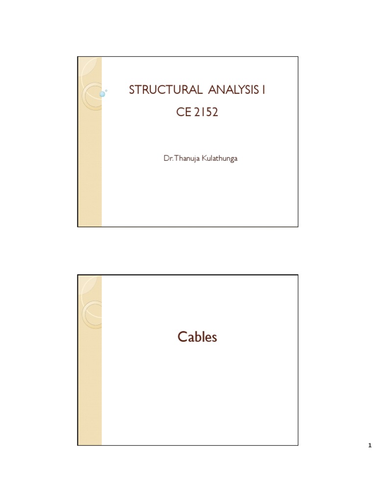 Structural Analysis I CE 2152: Cables | Download Free PDF | Tension ...