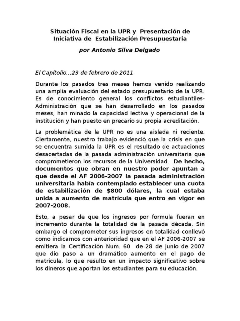 Propuesta de Toñito Silva | PDF | Balance presupuestario del gobierno ...