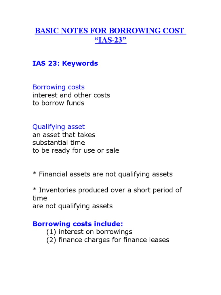Basic Notes For Borrowing Cost | PDF | Inventory | Mergers And Acquisitions