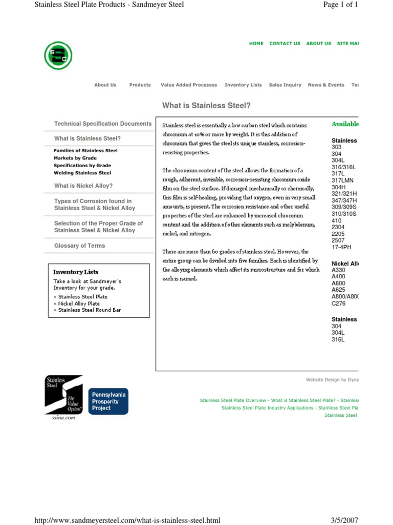 Technical Specification Documents What Is Stainless Steel? | PDF ...