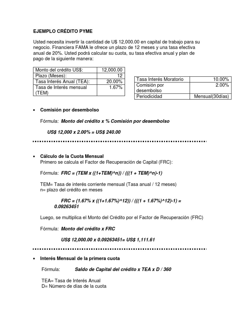 Ejemplo Crédito Pyme - 1 | PDF | Crédito | Finanzas y administración ...