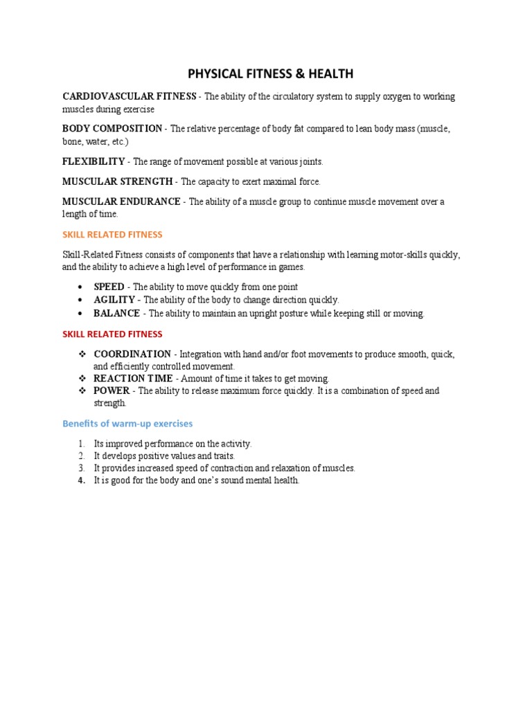 Physical Fitness & Health | PDF
