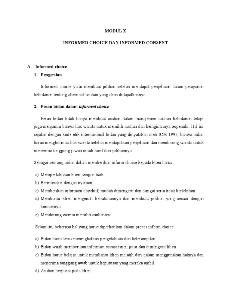 Memahami Informed Choice dan Consent | PDF