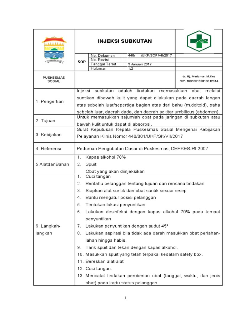 25 SOP Injeksi SC | PDF