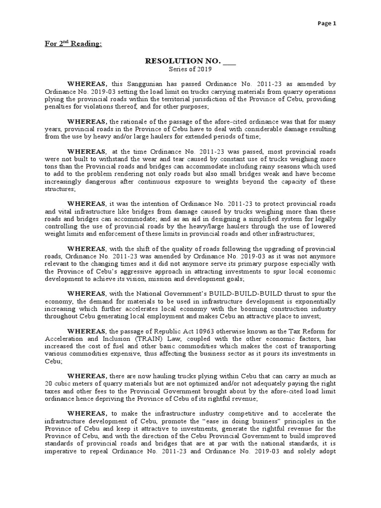 Ordinance Lifting Load Limits | PDF | Policy | Justice