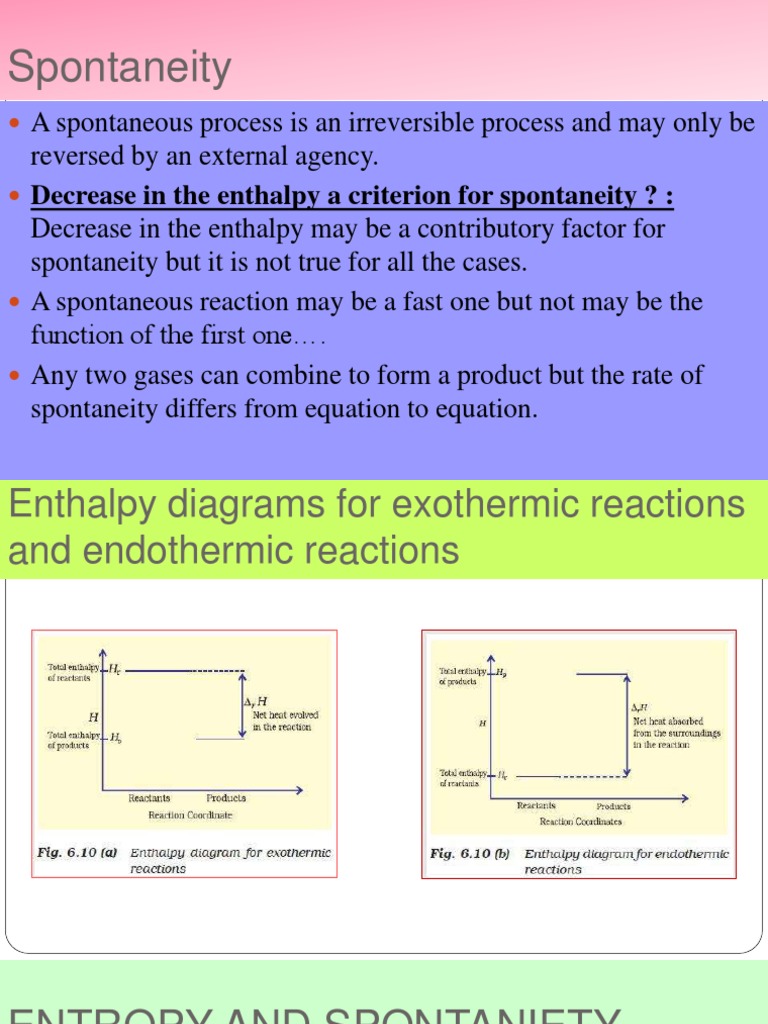 Spontaneity: Decrease in The Enthalpy A Criterion For Spontaneity ...