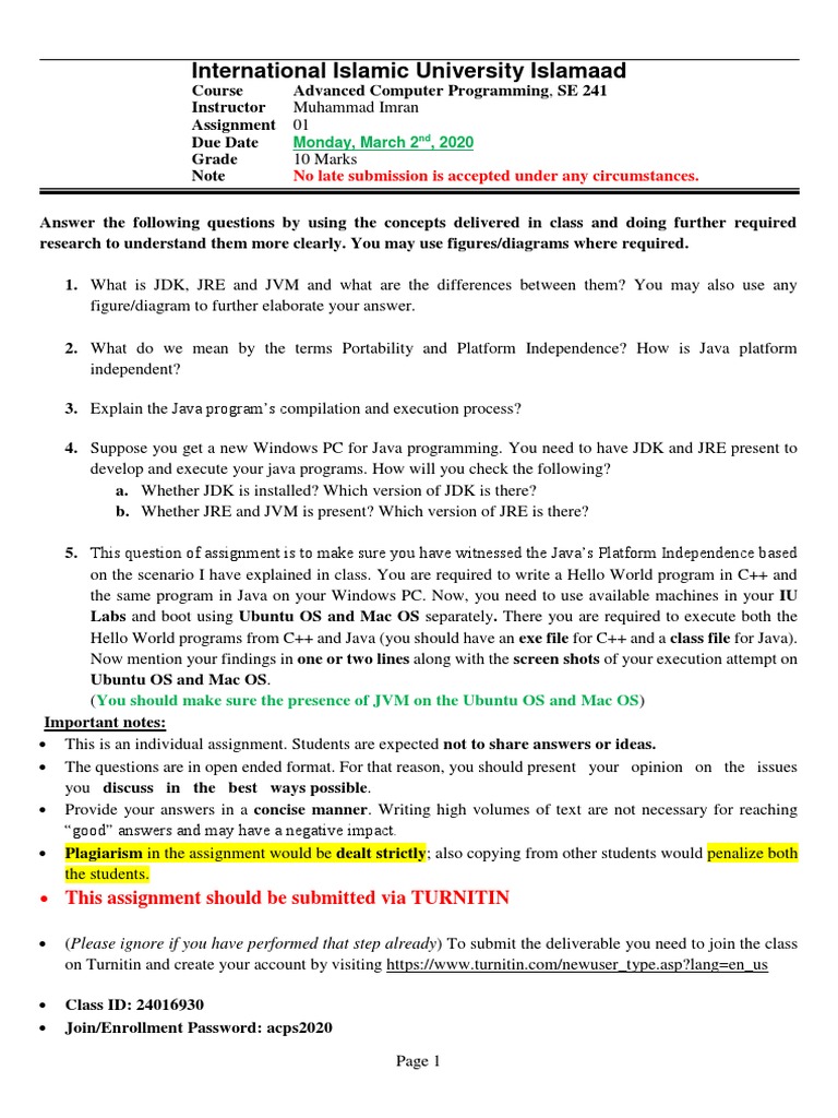 Assignment 01 | PDF | Java Virtual Machine | Java (Programming Language)