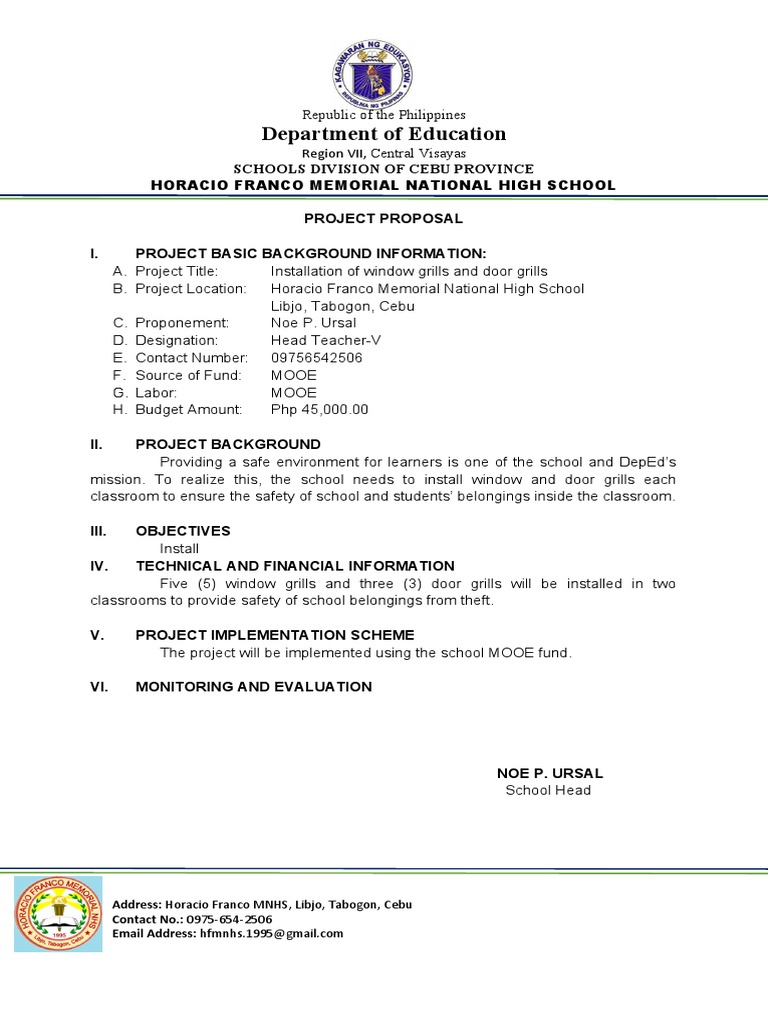 Project Proposal On Installation of Window Grills | PDF