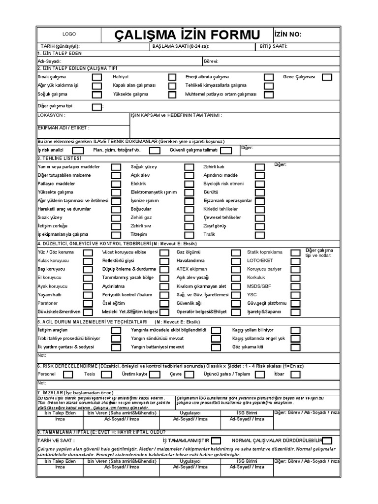 İş Izin Formu-Öneri2 | PDF