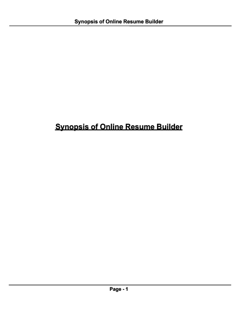 Synopsis of Online Resume Builder | PDF