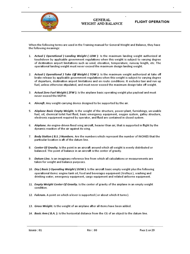 Aircraft Weight and Balance Guidelines | PDF | Aircraft | Aviation