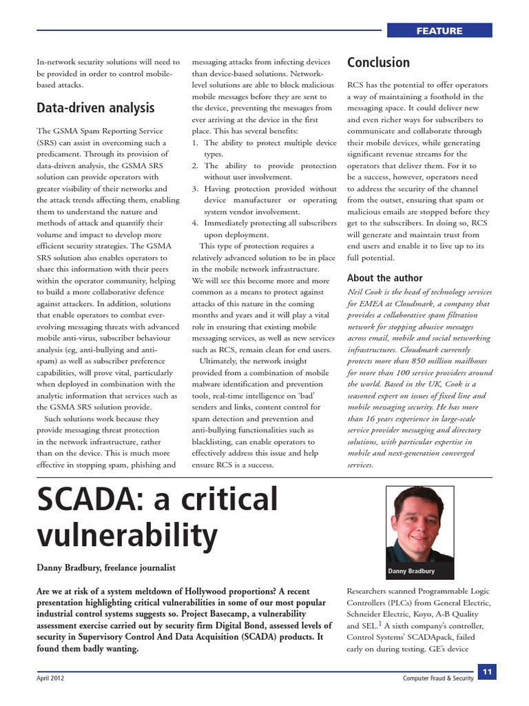 2012 - SCADA A Critical Vulnerability | PDF | Scada | Programmable Logic Controller