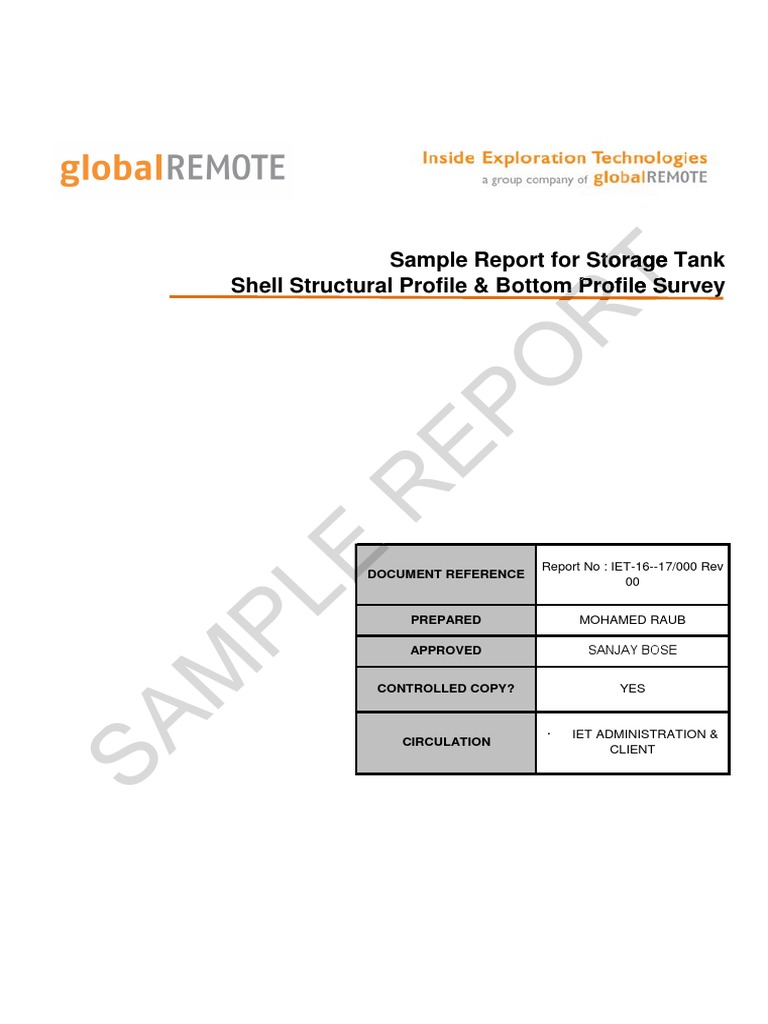 Sample Report Tank Structural Profile Survey | PDF | Surveying | Radius