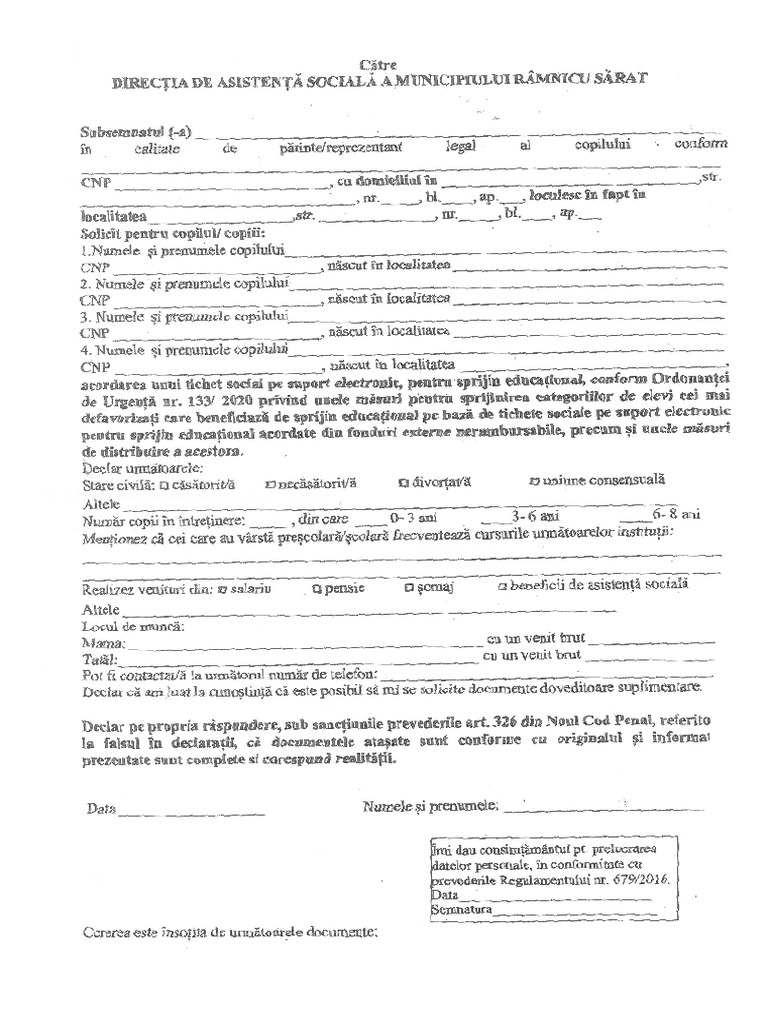 Cerere Tichet Copii | PDF