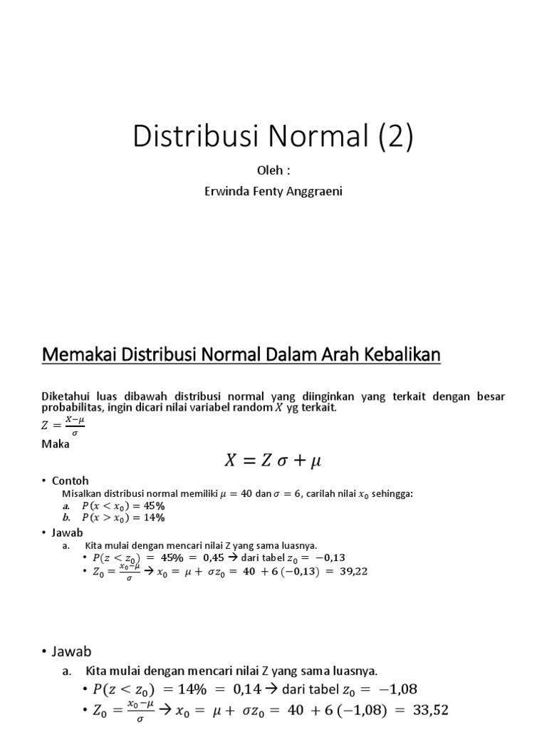 Probabilitas Distribusi Normal dan Z | PDF