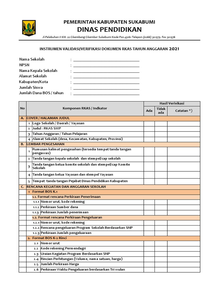 Instrumen Validasi Rkas 2021 Baru | PDF | Karier & Perkembangan | Pengelolaan Keuangan & Uang
