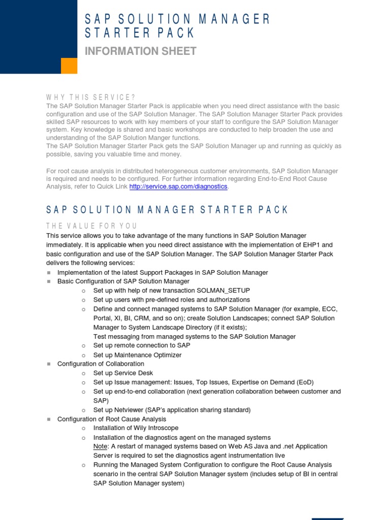 SAP SOLUTION MANAGER Starter Pack | PDF | Sap Se | Internet