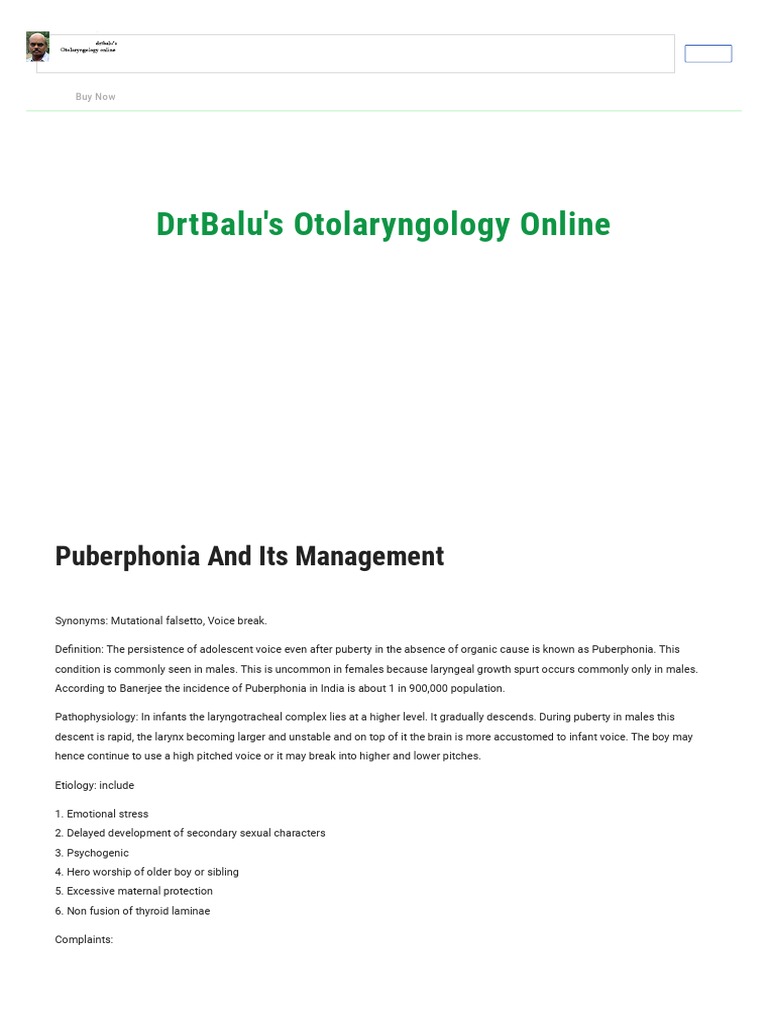 Puberphonia: Causes and Treatments | PDF | Larynx | Human Voice
