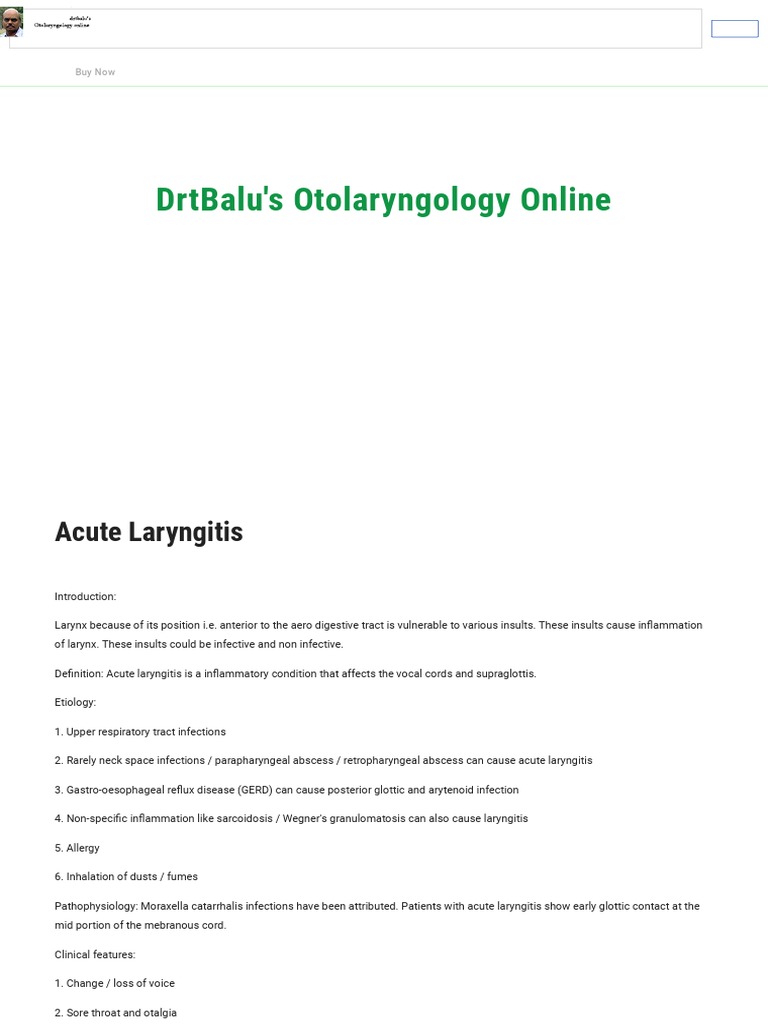 Drtbalu'S Otolaryngology Online: Acute Laryngitis | PDF | Larynx ...