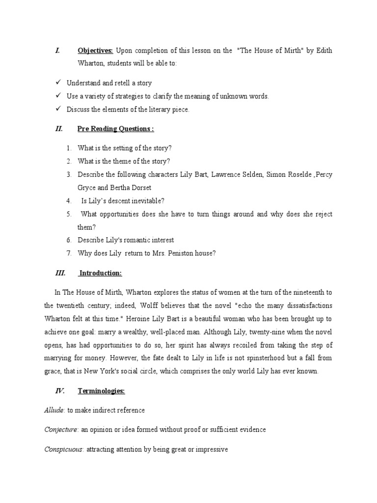 The House of Mirth WR | PDF | The House Of Mirth