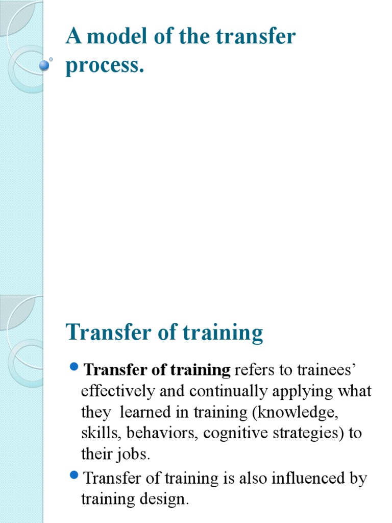 A Model of The Transfer Process | PDF | Tacit Knowledge | Evaluation