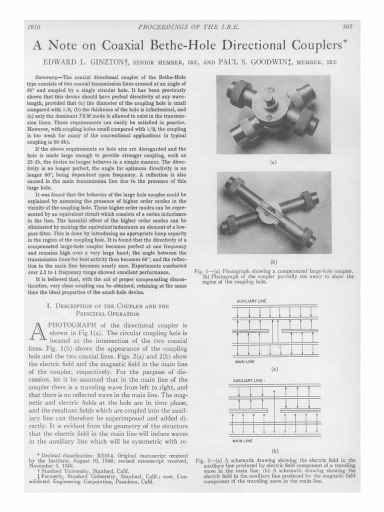 Coaxial Directional Couplers : Note Bethe-Hole | PDF | Transmission ...