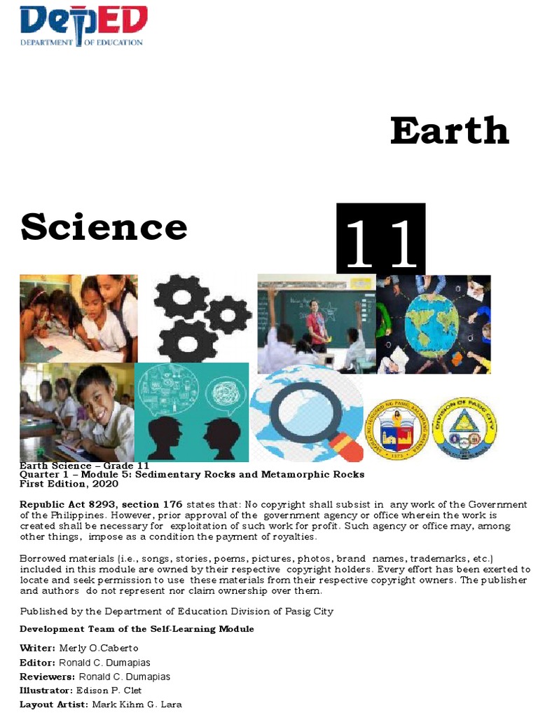 Earth Science 11 - q1 - m5 | PDF | Rock (Geology) | Sedimentary Rock