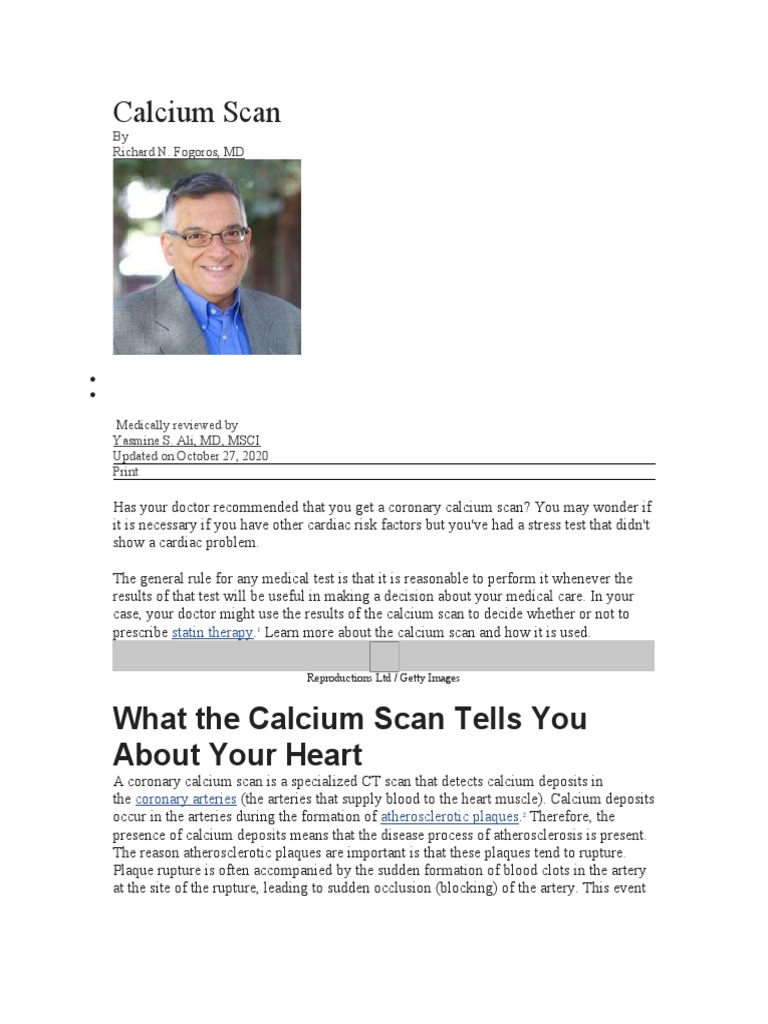 Calcium Scan: What The Calcium Scan Tells You About Your Heart | PDF ...