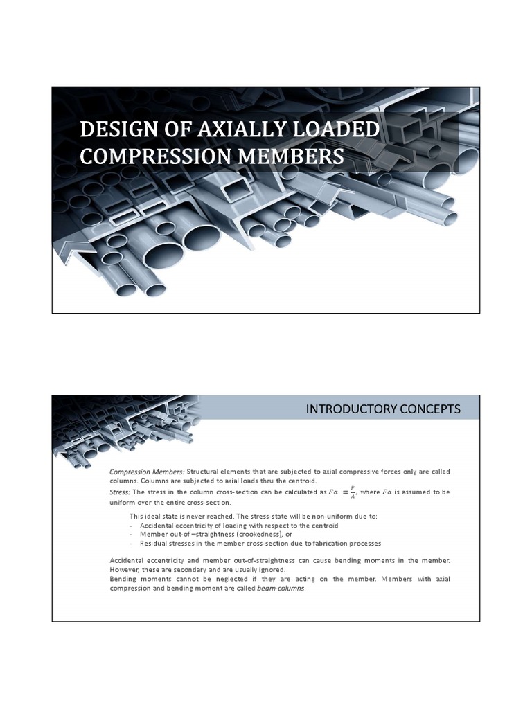 Design of Axially Loaded Compression Members | PDF | Buckling | Bending