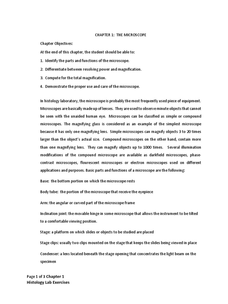Chapter 1 The Microscope | PDF | Microscope | Lenses