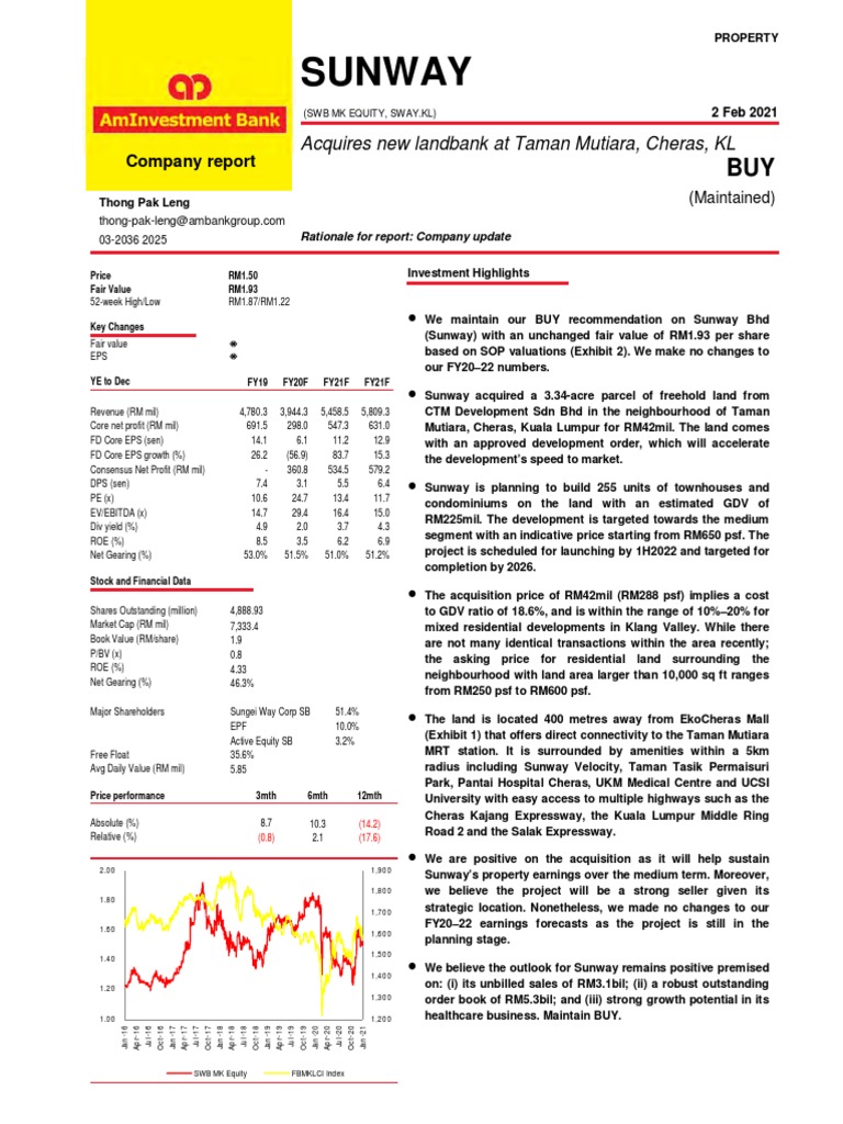 Sunway: Company Report | PDF | Investing | Financial Accounting