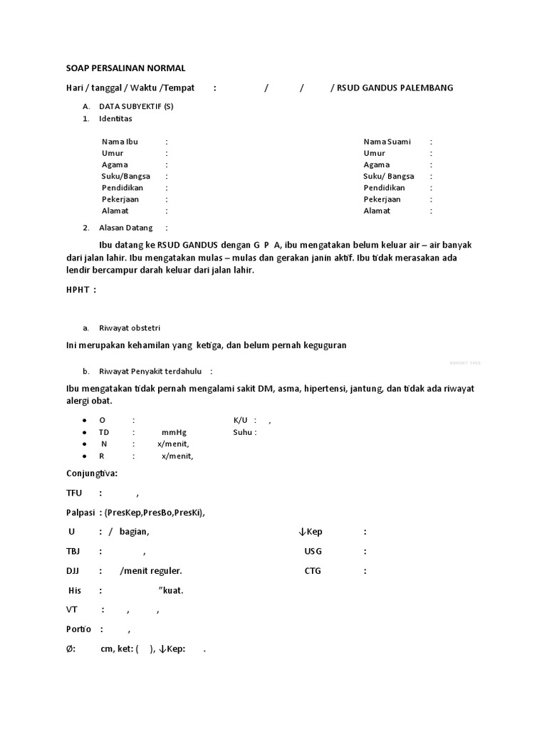 Soap Persalinan Normal | PDF