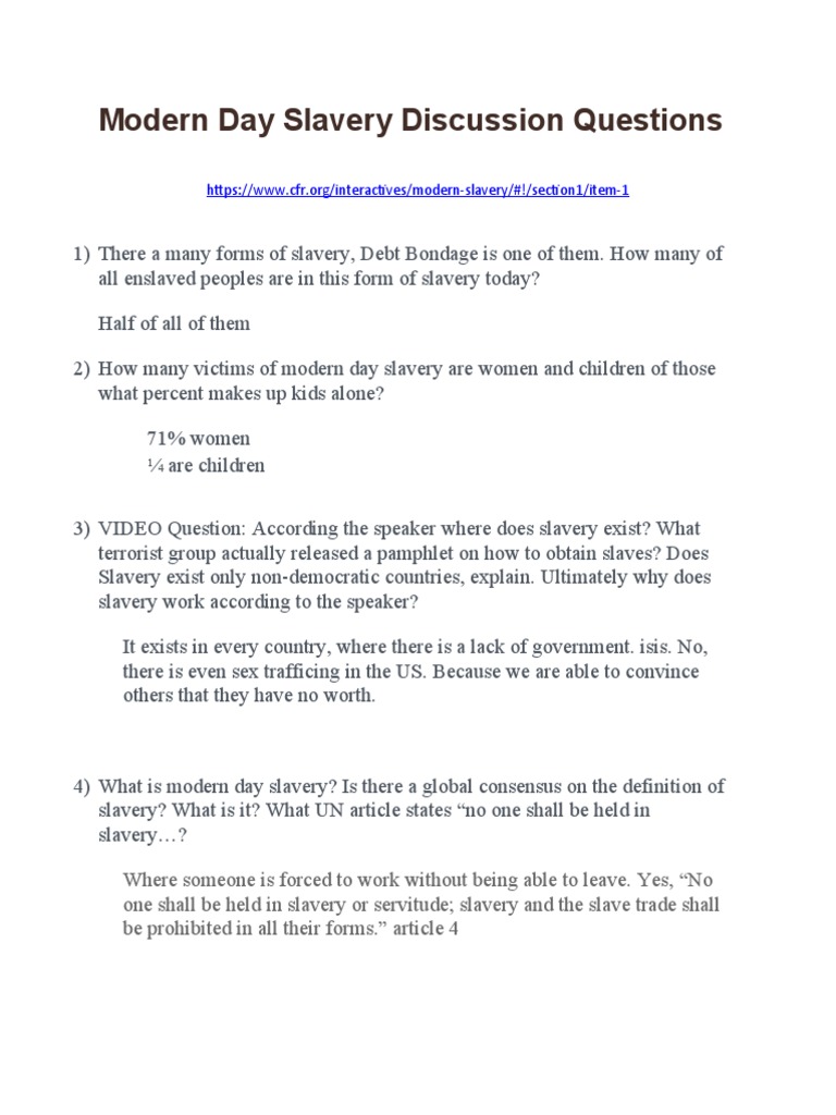 Modern Slavery: Key Discussion Points | PDF | Slavery | Human Trafficking