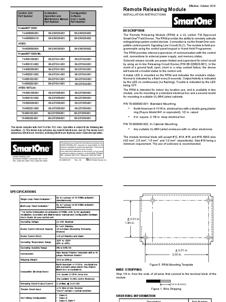 Remote Releasing Module (RRM) Installation | PDF | Electrical Wiring ...
