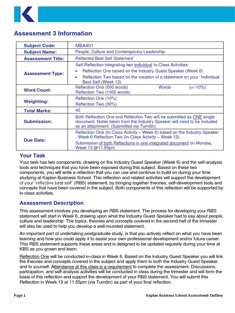 Assessment 3 Information: Subject Code: Subject Name: Assessment Title ...